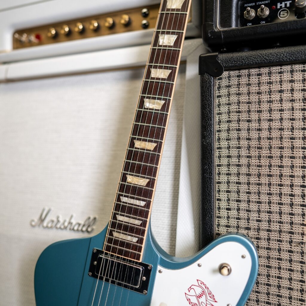 Gibson Limited Edition Firebird Lyre Tail Vibrola in Faded Pelham Blue ...