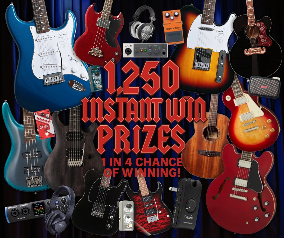 1,250 Instant Win Prizes - 1 in 4 Chance of Winning! - The Guitar ...